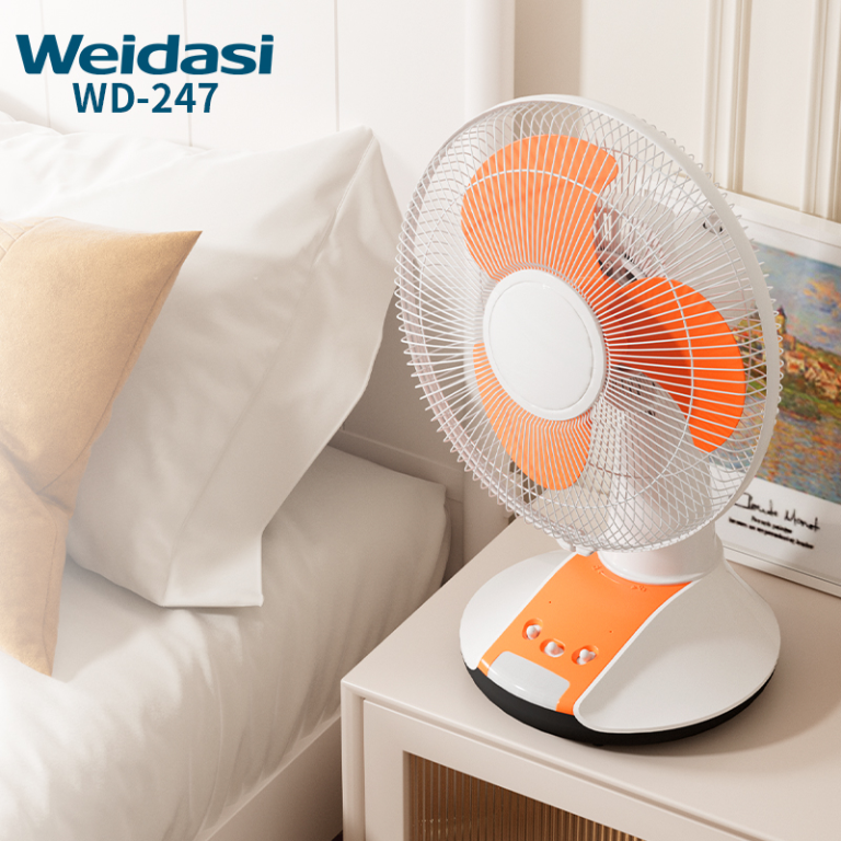 پنکه شارژی با پنل خورشیدی ویداسی Rechargeable Emergency Fan Table Fan | Weidasi WD-247 ...