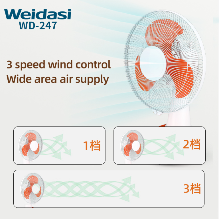 پنکه شارژی با پنل خورشیدی ویداسی Rechargeable Emergency Fan Table Fan | Weidasi WD-247 ...